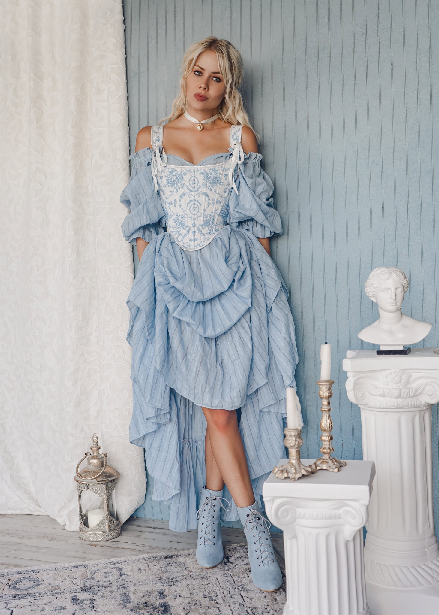 Blue Rococo Corset - Enjoué Collectif