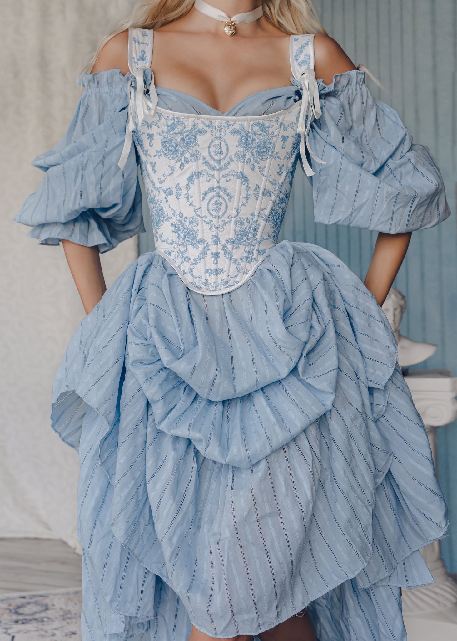 Blue Rococo Corset - Enjoué Collectif