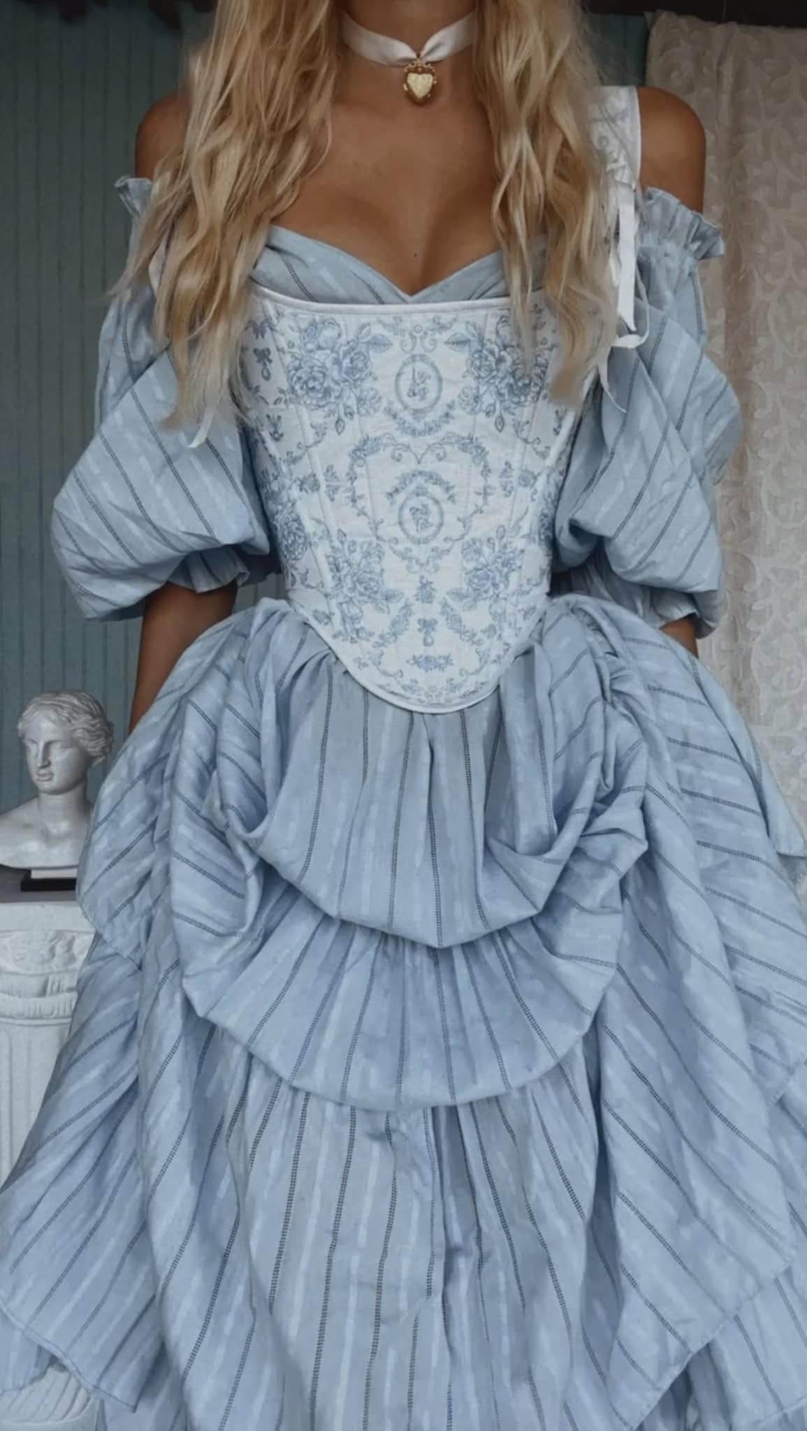 Blue Rococo Corset - Enjoué Collectif
